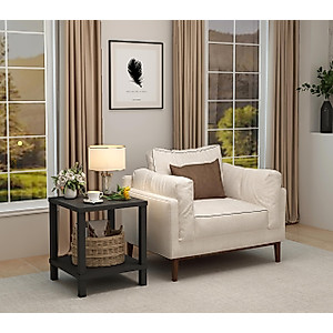 HHETOGOL End Table with Charging Station, 20 Inch Square Side Table with USB Ports & Power Outlets, No Tools Required to Assemble, for Living Room, Bedroom, Stable Frame, Black XXCTG04BE