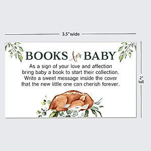 Set of 50 Oh Deer Books for Baby Shower Request Cards, Baby Shower Book Request Card, Woodland Baby Shower Invitations