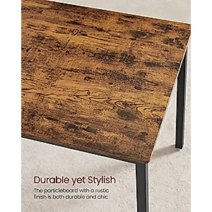 VASAGLE Dining Table Set, Bar Table with 2 Dining Benches, Kitchen Table Counter with Chairs, Industrial for Kitchen Breakfast Table, Living Room, Party Room, Rustic Brown and Black UKDT070B01