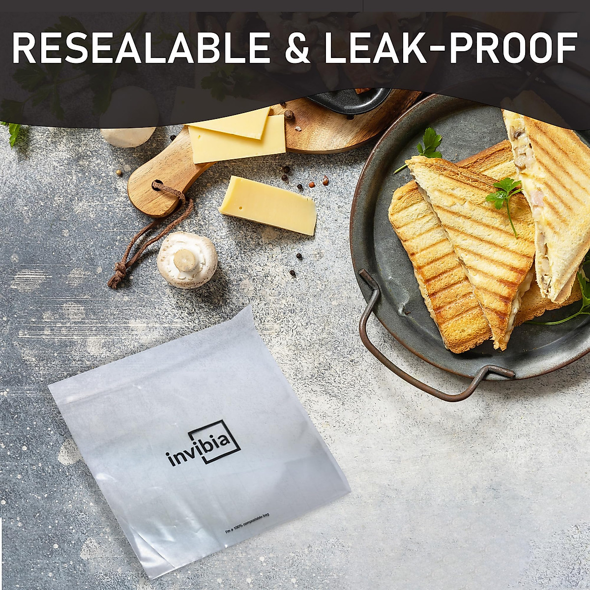 Perfect Compostable Sandwich Bags Ziplock | Resealable & Biodegradable Snack Bag for Food Storage | Eco-Friendly, Leak-Proof, Freezer Safe, Available Gallon | Durable Organic Compostable Bags