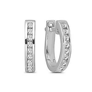 ARAIYA FINE JEWELRY 10K White Gold Diamond Hoop Earrings (1/3 cttw, I-J Color, I2 Clarity)