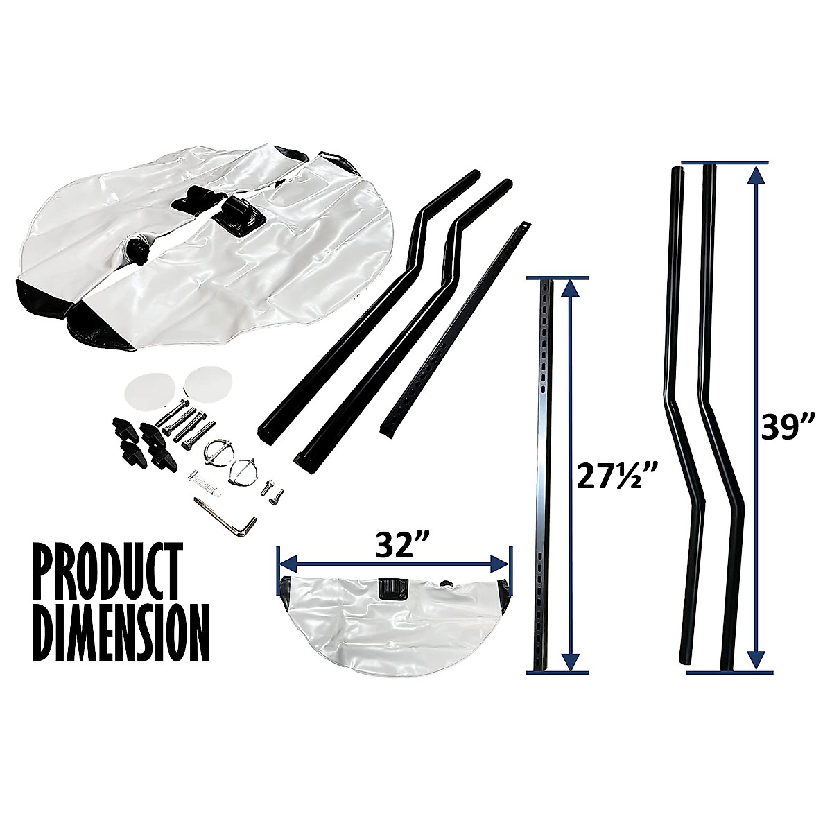Pactrade Marine Boat Kayak Canoe Outrigger Stabilizer System PVC Inflatable Float Buoy Buoyant Fishing Grey Gray Tube Sidekick Arm Kit Breath Kayaking Rod Adjustable Accessories Repair Patches Outdoor