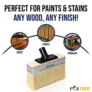 Foxtrot Deck Stain Brush for Wood, 7-Inch Professional Grade Deck Stain Applicator for Fast & Even Paint, Stain, and Sealer, Large Paint Brush, Deck Brush, Wide Paint Brush for Staining Wood