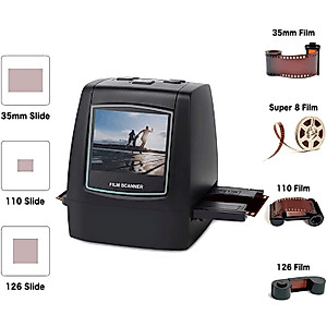 KEDOK Film & Slide Scanner with 22MP Converts 35mm/126/135/110/Super 8 Films, Slides & Negatives into Digital Images, 2.4" LCD Screen, Built-in 128MB Memory– Easy Load Film Adapters