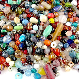 The Crafts Outlet 4-oz=112-g Bulk Assorted Shapes and Sizes 6-12mm Glass Beads Mixed