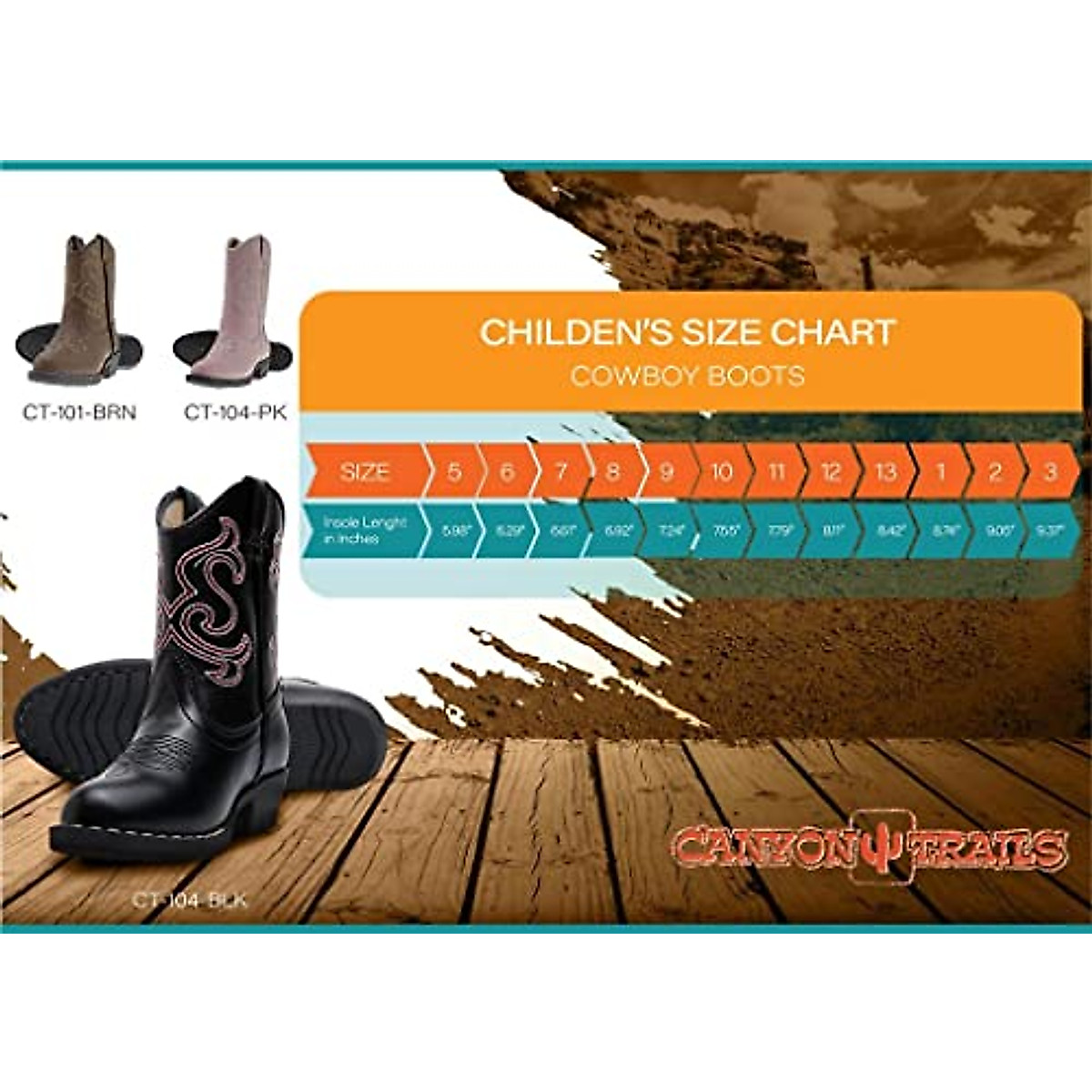 Canyon Trails Kids' Lil Cowboy Pointed Toe Classic Western Boots (Toddler/Little Kid (6 US Toddler, Brown)