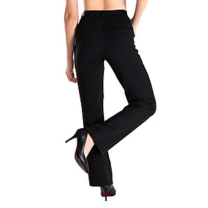 Yogipace,Belt Loops,Women's High Waisted Stretchy Straight Leg Relaxed Fit Yoga Dress Pants,31",Black,Size XL