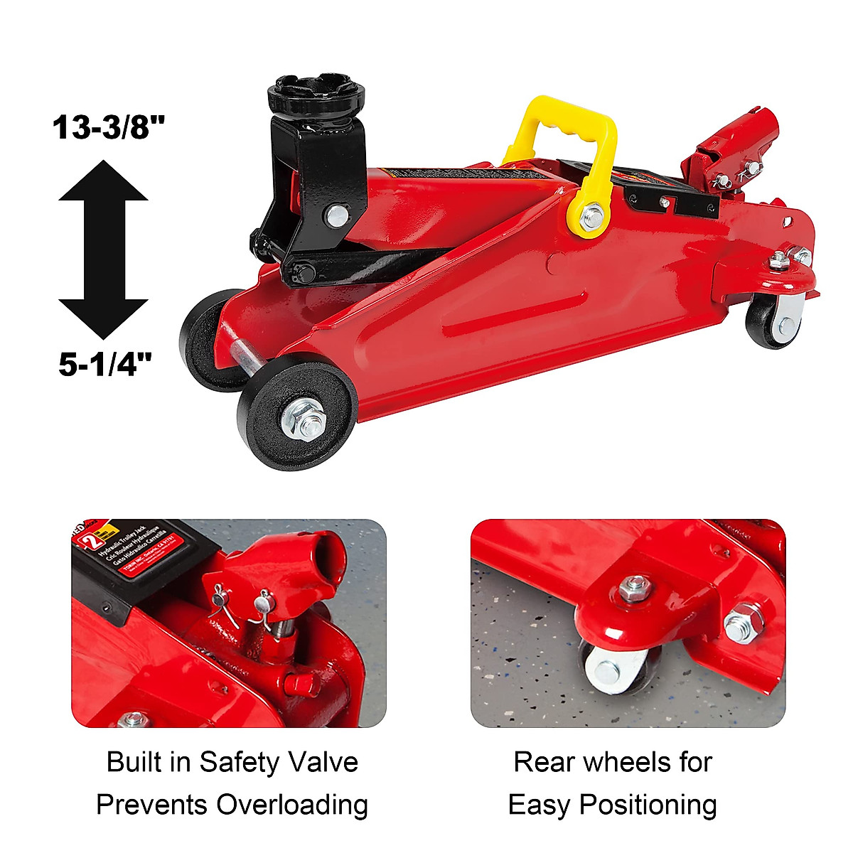 BIG RED T82040 Torin Hydraulic Trolley Floor Service/Floor Combo with 2 Jack Stands and Rolling Garage/Shop Creeper, 2 Ton (4,000 lb) Capacity, Red