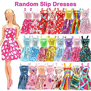 BARWA 42 pcs Doll Clothes and Accessories 10 pcs Party Dresses 32 pcs Shoes, Crown, Necklace Accessories for 11.5 inch Doll