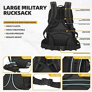 KXBUNQD 50L Military Tactical Backpack Hiking Waterproof Backpack Large Military Pack 3 Day Assault Pack Molle Bag Rucksack