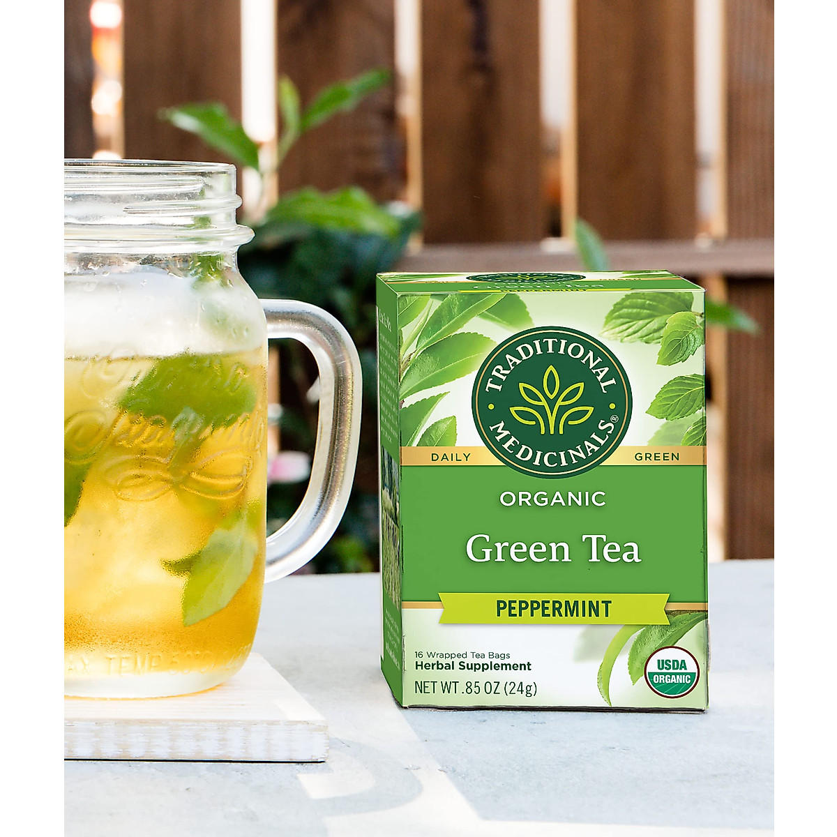 Traditional Medicinals Organic Green Tea Peppermint Herbal Tea, Alleviates Digestive Discomfort, (Pack of 3) - 48 Tea Bags Total