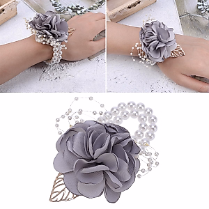 BESPORTBLE Artificial Rose Wrist Rose Wrist Corsage Wristlet with Artificial Pearls Wrist Corsage Hand with Elastic Wristband for Girl Bridesmaid Wedding Party Prom