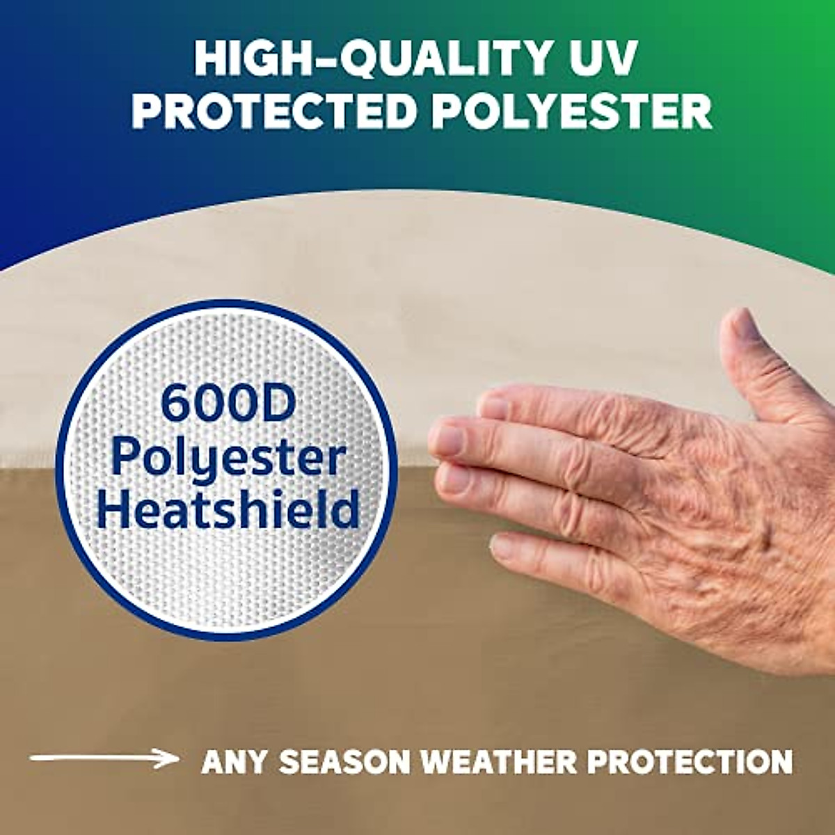 YardStash Deck Box Cover - Heavy Duty, Waterproof Covers for Outdoor Cushion Storage and Large Deck Boxes - Protects from Rain, Wind and Snow - XXL - Tan