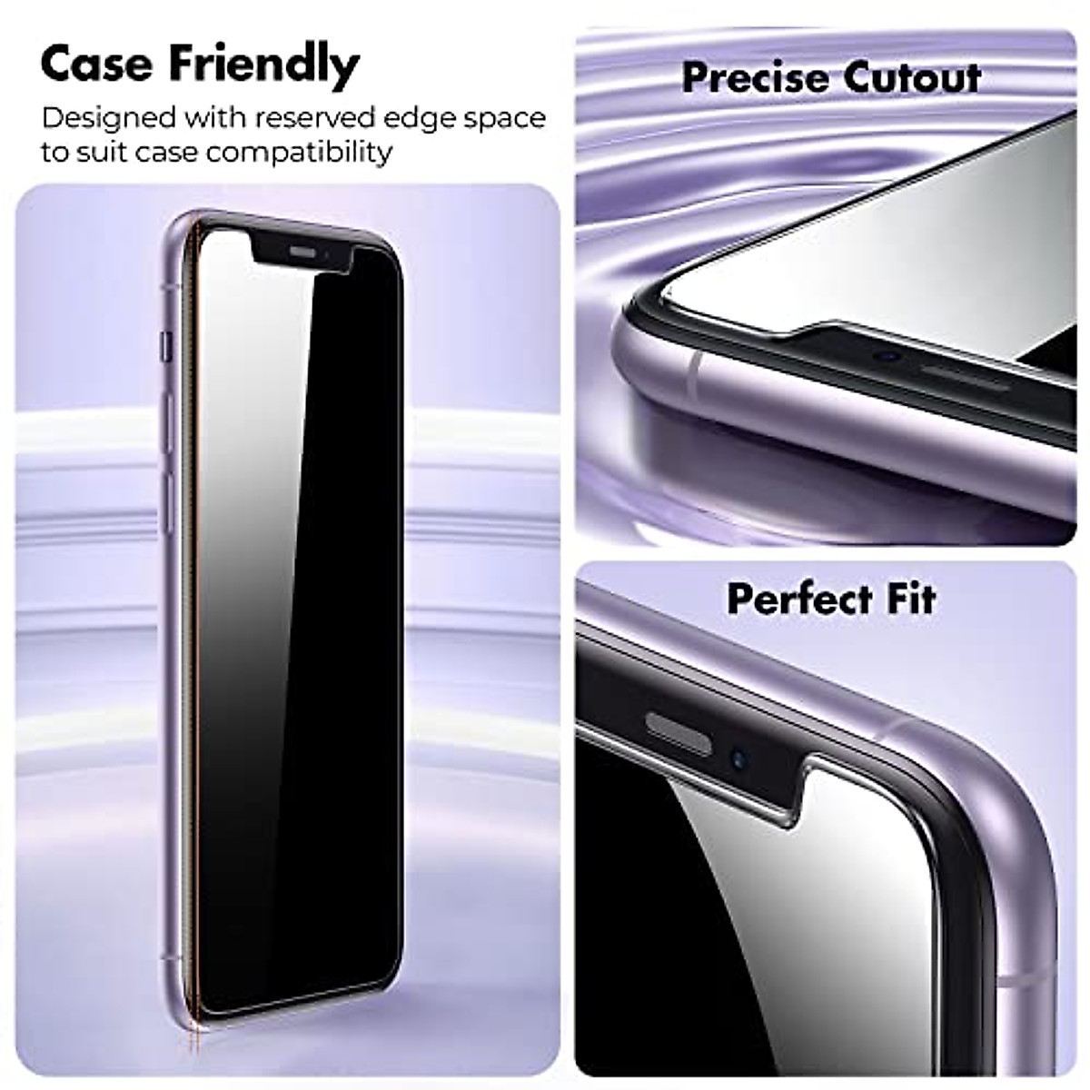 UNBREAKcable Privacy Screen Protector for iPhone 11 / iPhone XR, Shatterproof Tempered Glass [True 28°Anti Spy] [9H Hardness] [Easy Installation Frame] for iPhone 11,XR 6.1 inch - 2 Pack