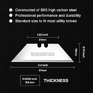 WORKPRO 100-Pack Utility Knife Blades with Dispenser, SK5 Steel & WORKPRO Pink Folding Utility Knife with 15 Extra Blades