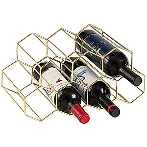 Tapbull Gold Metal Wine Rack Freestanding, Tabletop Wine Rack Holder, Countertop Wine Bottle Holder (Gold)