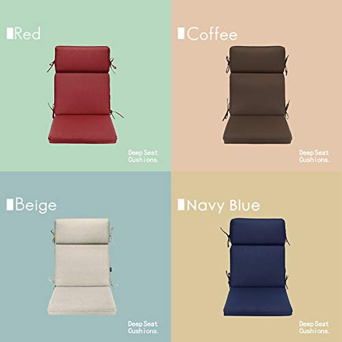 BOSSIMA Indoor Outdoor High Back Chair Cushions Replacement Patio Chair Seat Cushions Set of 2 (Black White Flower)