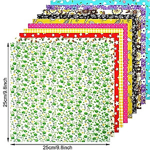 Misscrafts 56pcs Quilting Fabric 100% Cotton Craft Fabric Bundle 10x10 Inches Squares Fat Quarters Multicolored for Patchwork DIY Sewing Scrapbooking