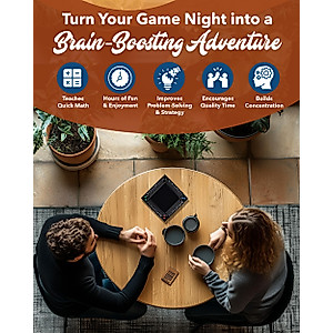 WE Games Shut The Box Wooden Board Game - Classic 4-Player Table Top Math Dice Game, Black Stained Wood, 8.5 in. Travel Size, 10 Numbers, for Families and Adults