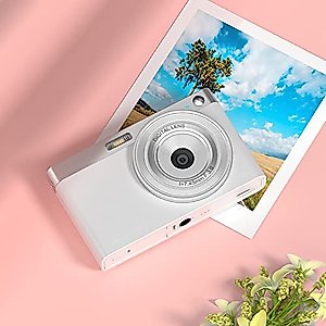 4K Digital Camera, 16X Zoom 50MP AF Autofocus Vlogging Camera, 2.88in IPS HD Mirrorless Camera with Battery, LED Fill Light Portable Mini Compact Camera for Macro Shooting, Teens, Students(White)