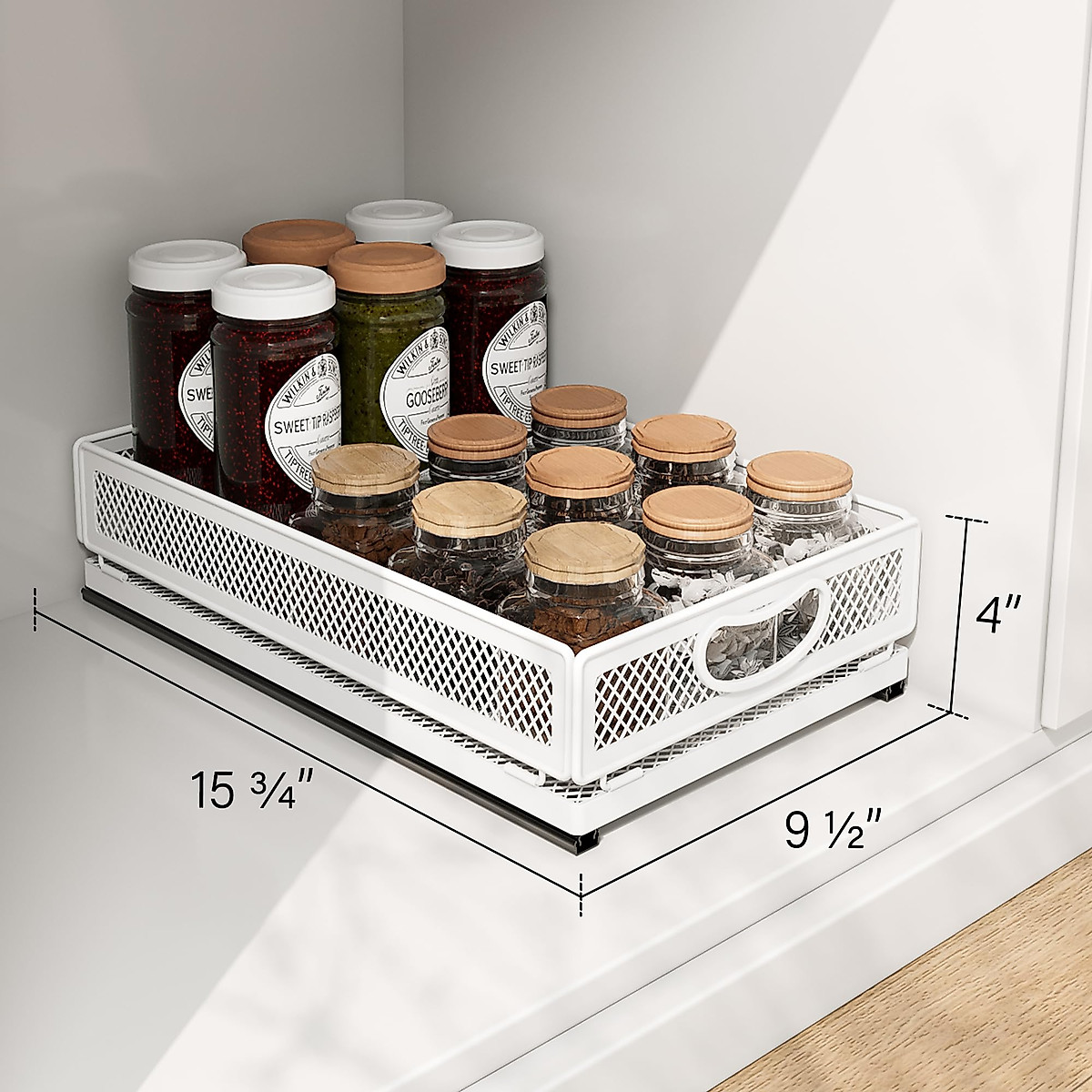 StorageWorks Pull Out Cabinet Organizer, Under Sink Organizers and Storage Rack, Slide Out Cabinet Drawers for Bathroom, Pantry, Kitchen, White