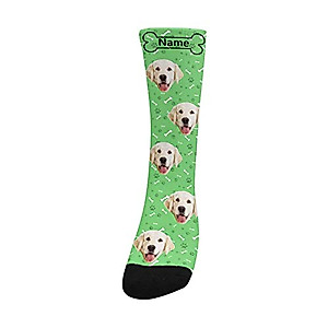 Custom Socks with Faces Paws and Bones Custom Name Personalized Printed Photo Crew Socks