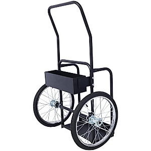 Large Dual Oxygen Tank Cart Dolly, Double Cylinder Cart, Full Range, High Rail, with Lifting Eye and Firewall, 20" Pneumatic Wheels Includes Two Fastening Belts (Black)