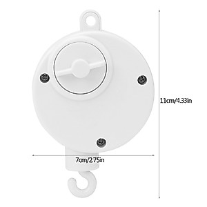 Baby Rotary Mobile Crib Bed Toy, Windup Clockwork Movement White Music Box with Rotating Hook