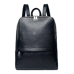 COOLCY Women Real Genuine Leather Backpack purse Fashion Bag (Black)