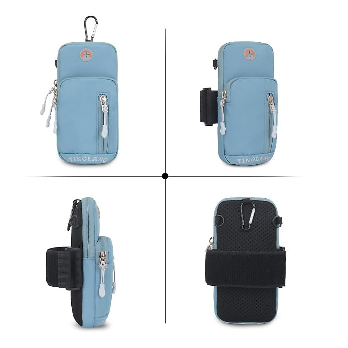 Sport Running Armband Wristband Cell Phone Holder Pouch Case Crossbody Shoulder Purse Arm Bag for iPhone 13 12 Pro Max Samsung Galaxy S21 FE S20 S22 Ultra Note 10+ Plus A03S A12 Google Pixel 6 (Black)