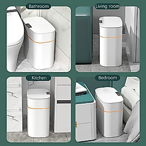 Kelendle Touchless Motion Sensor Trash Can - Automatic Garbage Can Kitchen Waste Bin Bedroom Trash Can with Lid for Home Office Decoration Orange Lid 4.5 Gallons