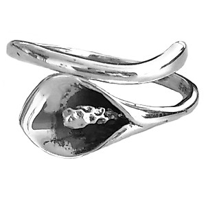 Helen de Lete Vintage 3D Calla Flower 925 Sterling Silver Ring For Women