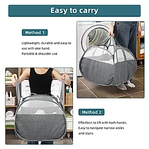 Collapsible Laundry Baskets, 90L Large Foldable Laundry Basket, Tear-proof Pop Up Hampers for Laundry, Dirty Clothes Laundry Hamper for Bedroom, Bathroom, Dorm, Laundry Room, Travel or Camping Grey