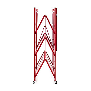 Origami R5 Foldable 4-Tier Garage Shelving Heavy Duty Shelving with Wheels, Metal Storage Rack Holds 1000 pounds, Garage Storage Rack & Organization, Storage Shelving (Red, R5 2-Pack)
