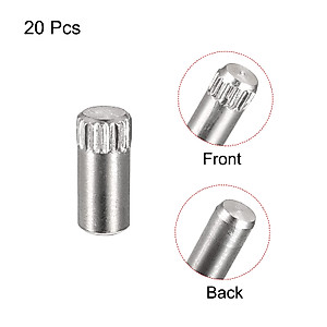 uxcell 5x8mm 304 Stainless Steel Dowel Pins, 20Pcs Knurled Head Flat Chamfered End Dowel Pin, Wood Bunk Bed Shelf Pegs Support Shelves Fasten Elements