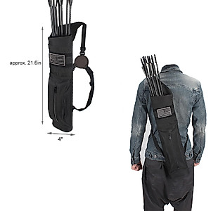 KRATARC Archery Multi-function Heavy Duty Back Arrow Quiver with Molle System Shoulder Hanged Target Shooting Quiver for Arrows (Black- for Right-handed)