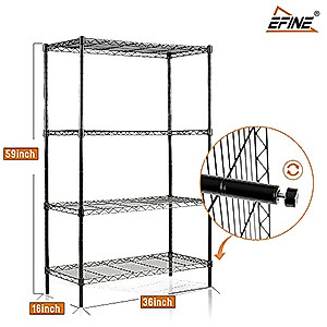 EFINE 2-Pack 4-Shelf Shelving Unit with Shelf Liners Set of 4, Adjustable Rack Unit, Steel Wire Shelves, Shelving Units and Storage Rack for Kitchen and Garage (35.5W X 15.8D X 54H)