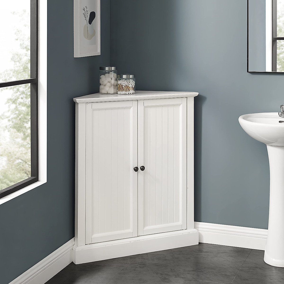 Crosley Furniture Shoreline Stackable Corner Pantry, White