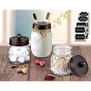 Mason Jar Bathroom Accessories Lids Set(4pcs) - Jar Not Included - Soap Dispenser,Toothbrush Holder, Apothecary Storage Jars Lids for Regular Mouth Mason Jars - Rustproof Stainless Steel，Bronze