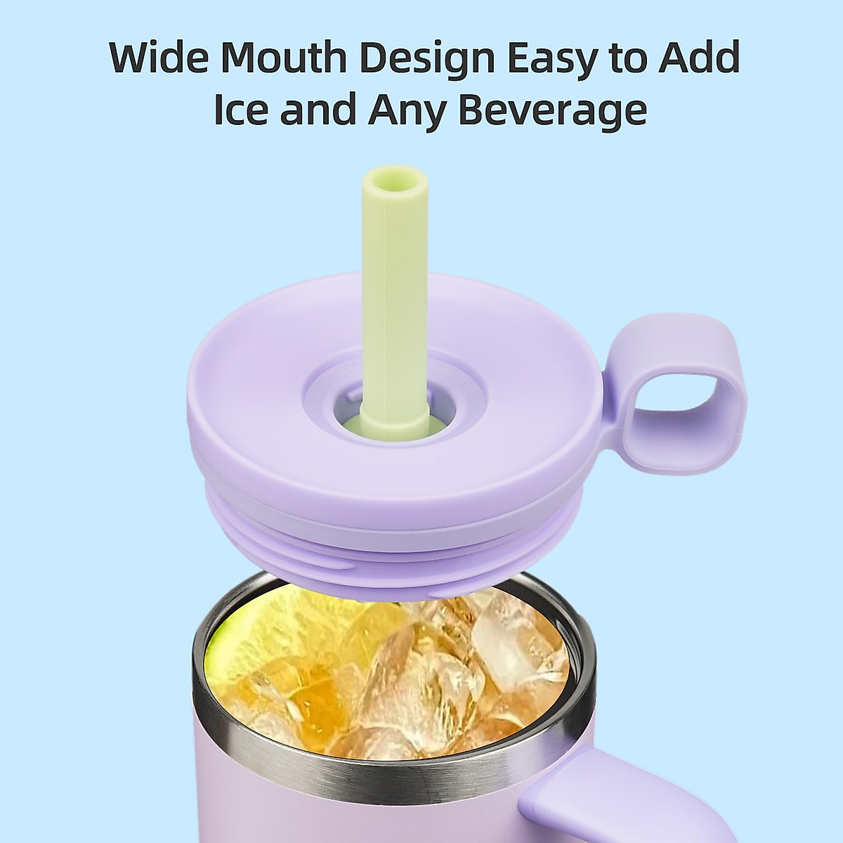 BJPKPK 32oz Stainless Steel Insulated Tumbler with Handle and Straw Travel Coffee Mug Thermal Cups with Lid,Purple Pearl