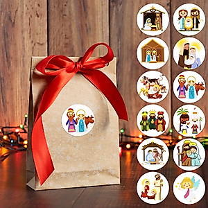 480 Pieces Religious Christmas Candy Favor Stickers Religious Stickers Christian Prayer Faith Stickers Christmas Stickers for Cards, 1.5 Inch Diameter (Cute Style)