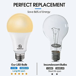 ENERGETIC SMARTER LIGHTING Dimmable A21 LED Bulb, 150 Watt Equivalent, 2600LM Super Bright Light Bulbs, Soft White 2700K, E26 Standard Base, UL Listed, Damp Rated, 4 Pack