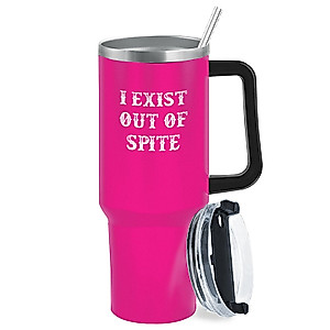 liabiliies 40 oz Tumbler with Handle and Straw i exist out of spite Tumbler with Lid and Straw Insulated Tumbler Stainless Steel Tumblers