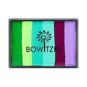 Bowitzki Face and Body Paint Split Cake 50g Body Painting Water Based Eyeliner Graphic Hydra Liner Makeup Glow Fluorescent Color Neon for Halloween Christmas Party Pride - UV Rainbow (Garden)