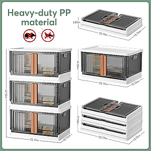 Mirspt Storage bins,plastic storage bins with lids-76Quart large foldable storage containers，Stackable storage drawers for bedroom, hall, kitchen, RV, office(3Packs)