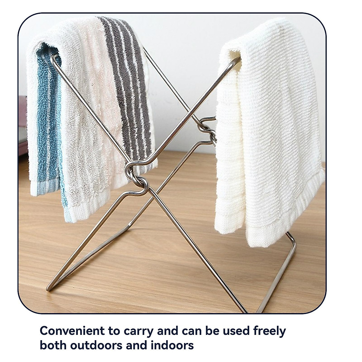 Garbage Bag Holder Frame, Stainless Steel Bag Holder Metal Foldable Trash Stand Holder for Camping Home Kitchen Countertop Trash Can