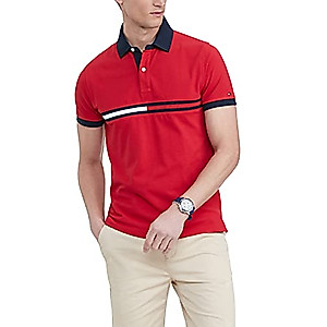 Tommy Hilfiger Men's Flag Pride Polo Shirt in Custom Fit, Tommy RED, Large