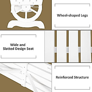 Outsunny 2-Person Garden Bench Outdoor Wagon Wheel Porch Bench for Backyard, Patio, Garden White