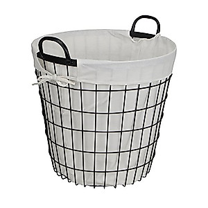 Cheung's 16S004 Lined Metal Wire Basket with Handles, Black