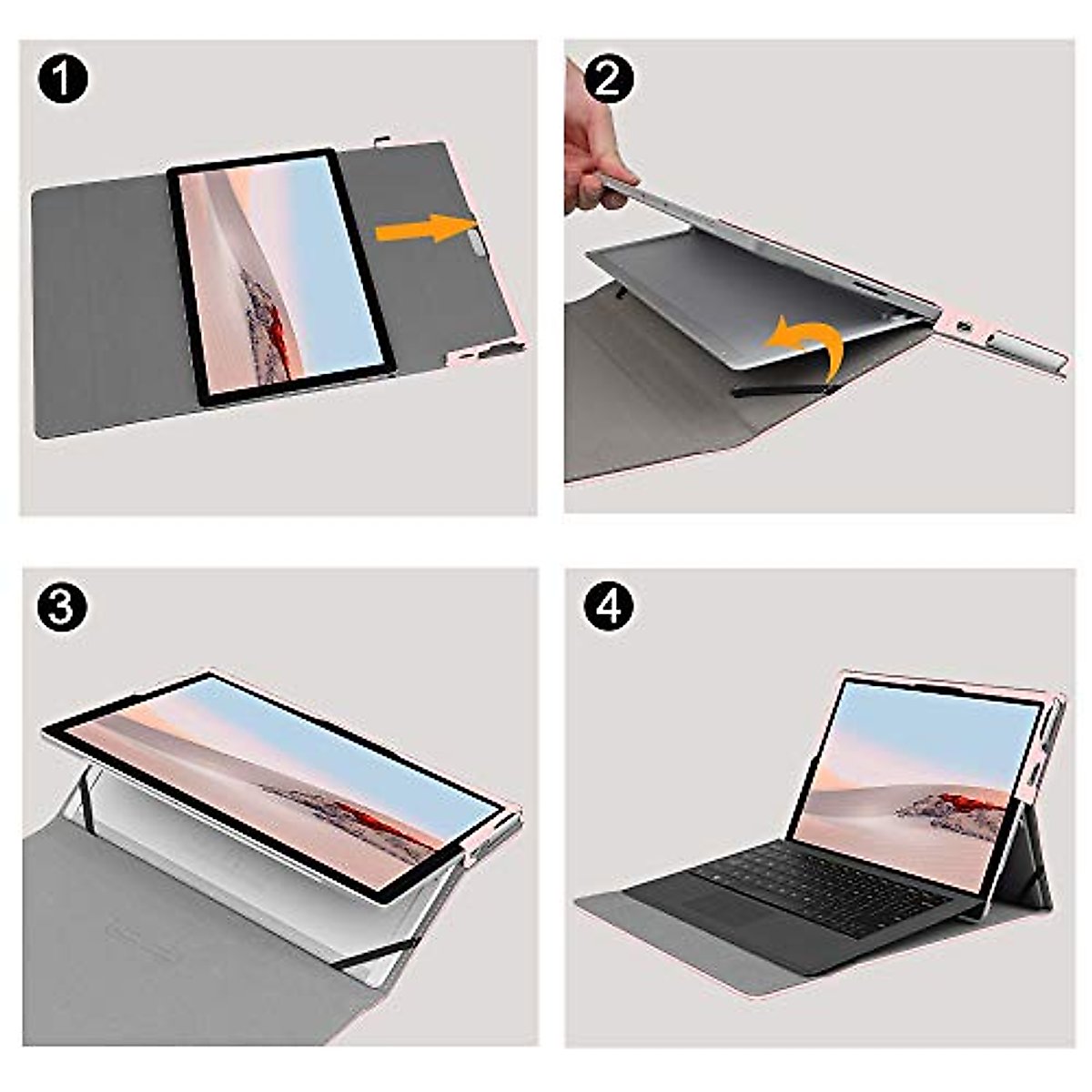 Fintie Case for Microsoft Surface Go 3 (2021) / Surface Go 2 (2020) / Surface Go (2018) - Multiple Angle Viewing Portfolio Business Cover, Compatible with Type Cover Keyboard (Rose Gold)